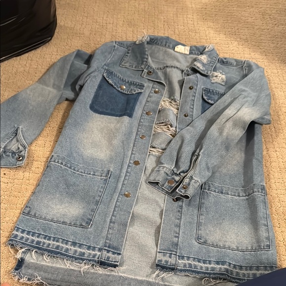 Litz | Jackets & Coats | Light Blue Distressed Oversized Jean Jacket ...